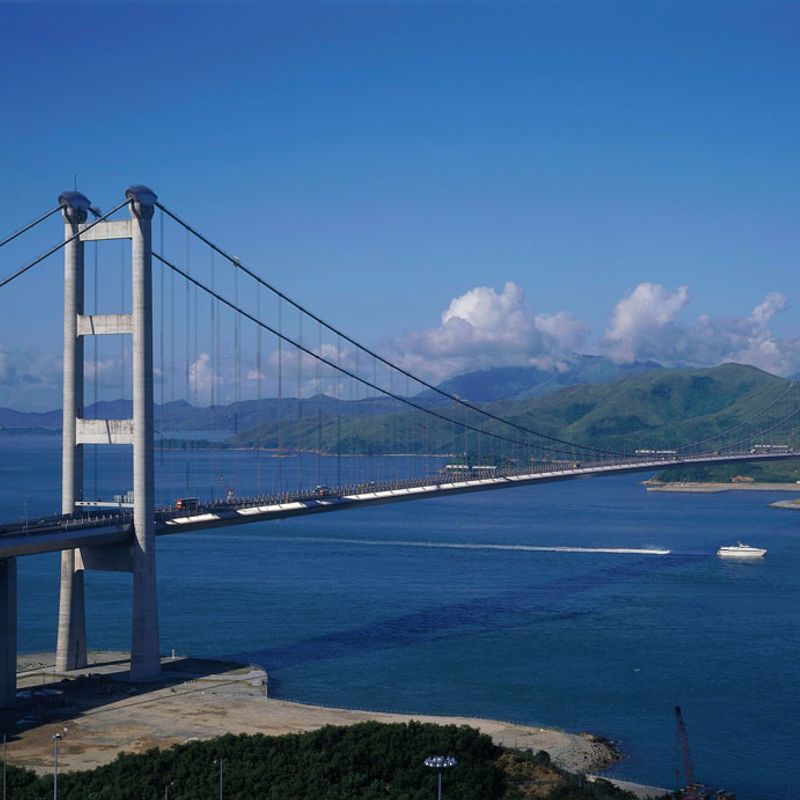 Pont Tsing Ma - Pont suspendu dans le chenal de Ma Wan, Hong Kong